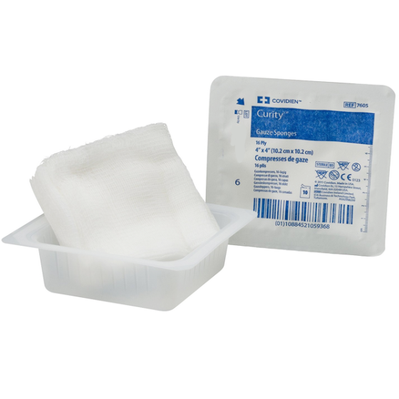 Covidien 7605 Curity 4 x 4 Inch Gauze Sponge 16 Ply, Sterile | Vitality ...