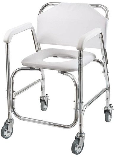 DMI Rolling Shower and Commode Transport Chair with Padded Toilet Seat ...