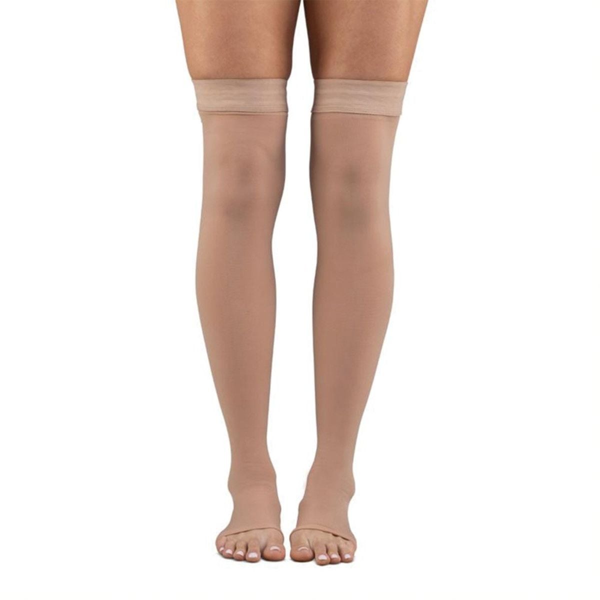Shape To Fit Sheer Open Toe Thigh High Compression Hosiery 20-30 mmHg