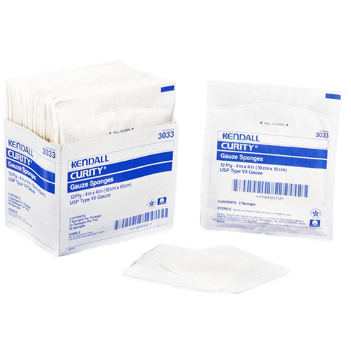Covidien 3033 Curity 4 x 4 inch Gauze Sponge 12 Ply - Sterile ...