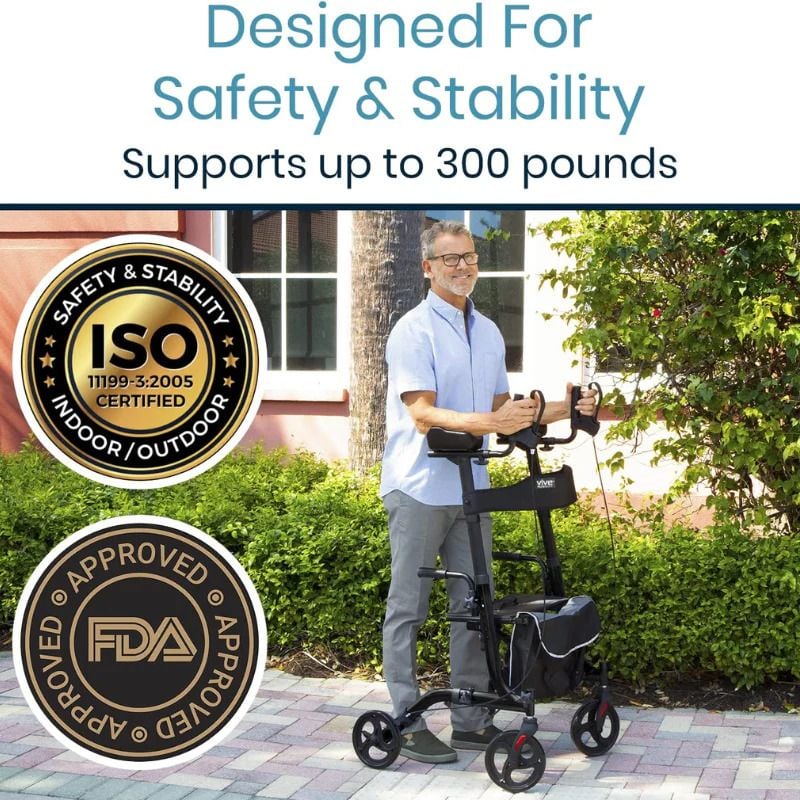 Vive Health Upright Rollator Walker | MOB1033BLK, MOB1033BLU, MOB1033RED