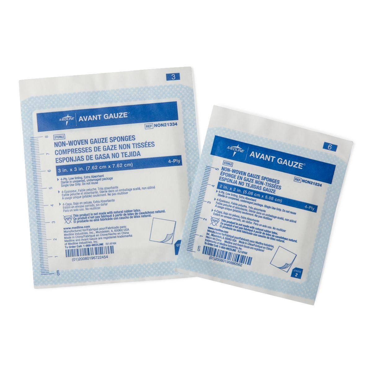 Medline NON21444 Avant 4 x 4 Inch Non-Woven Sponges 4 Ply, Sterile ...