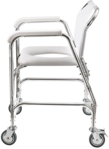 DMI Rolling Shower and Commode Transport Chair with Padded Toilet Seat ...