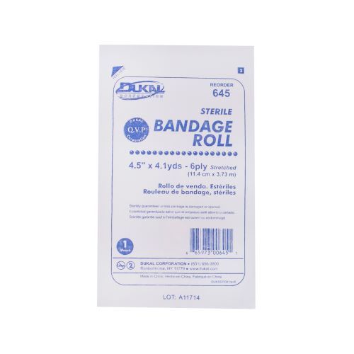 Dukal 645 Cotton Gauze Bandage Roll 4 in x 4 yds 6 Ply Sterile | 645