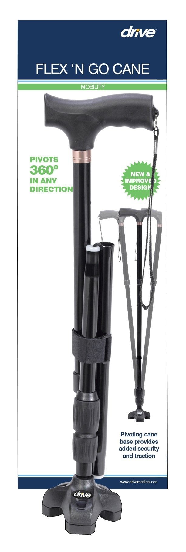 Flex N Go Adjustable Folding Cane with T Handle - Drive Medical ...
