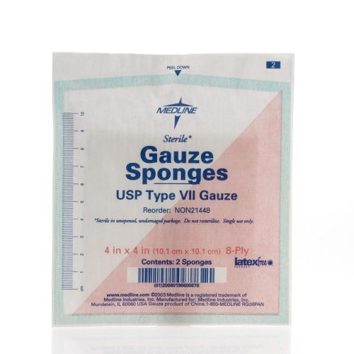 Medline NON21448 Woven 4 x 4 Inch Gauze Sponges 8 Ply - Sterile ...