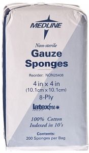 Medline NON25408 Woven 4 x 4 Inch Gauze Sponges 8 Ply | Vitality Medical