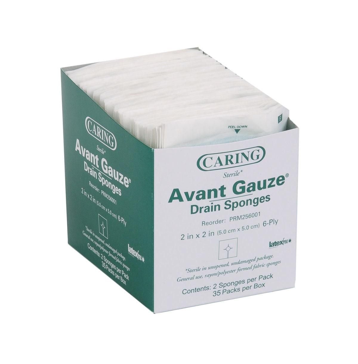 Medline PRM256001 Drain Sponges 2 x 2 Inches, 6 Ply, Non-Woven, Sterile