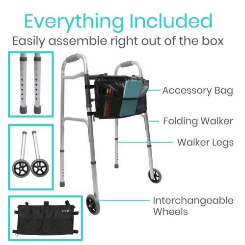 Vive Mobility Folding Walker with Carry Bag | Vitality Medical