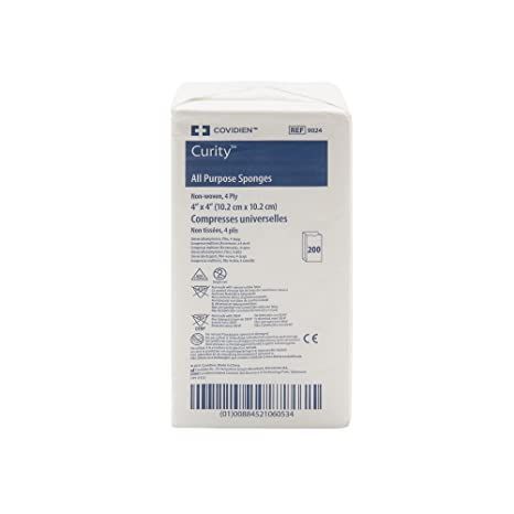 Covidien 9024 Curity 4 x 4 Inch All Purpose Sponge Gauze 4 Ply, Non-Woven