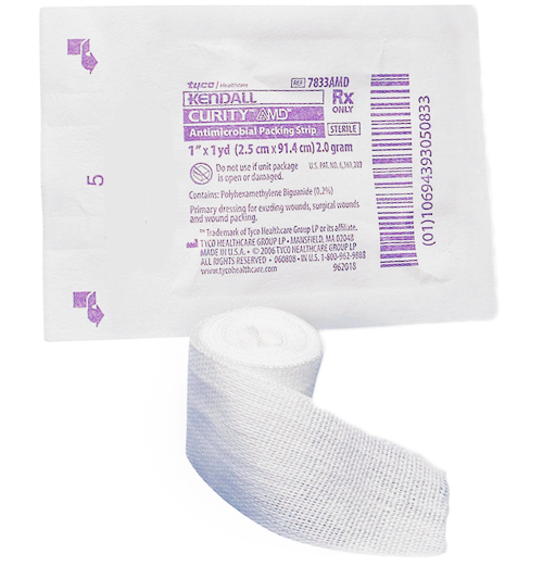 Curity AMD 1 in x 3 ft Antimicrobial Packing Strips - Covidien 7833AMD ...
