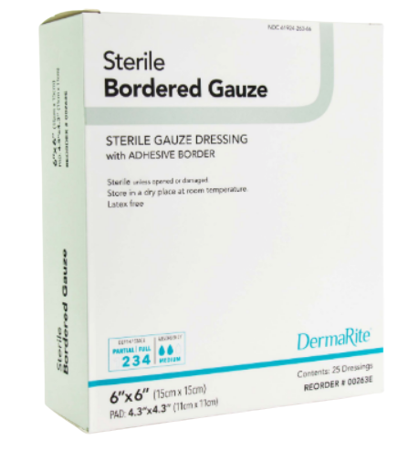 Dermarite Bordered Gauze Dressing w/Adhesive Border, Sterile | Vitality ...