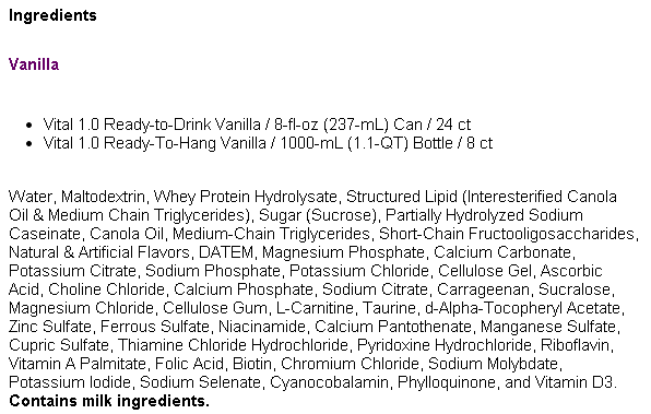 Vital 1.0 Cal Therapeutic Elemental Nutrition | Abbott 64832, 62711