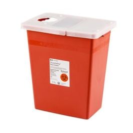 18 Gallon Monoject SharpSafety Sharps Containers, Hinged Lid, Red - 8998