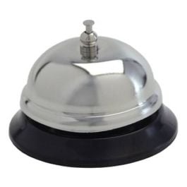 GF Polished Steel Push Button Call Bell w/Black Vinyl Base | 3161