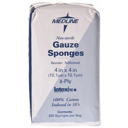 MedLine NON25408 Woven 4 x 4 Inch Gauze Sponges 8 Ply | Vitality Medical