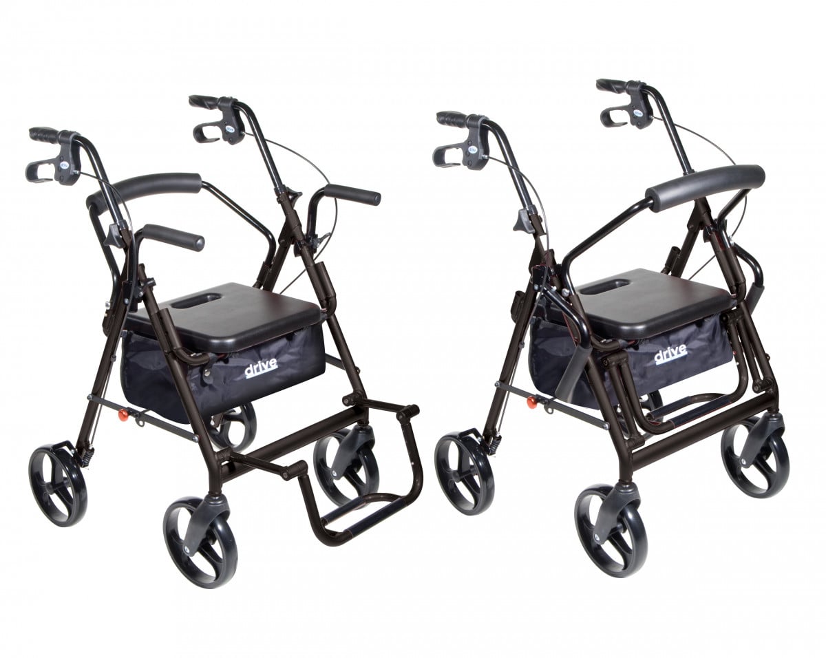 Duet Transport Chair Rollator by Drive: 795B, 795BK, 795BU