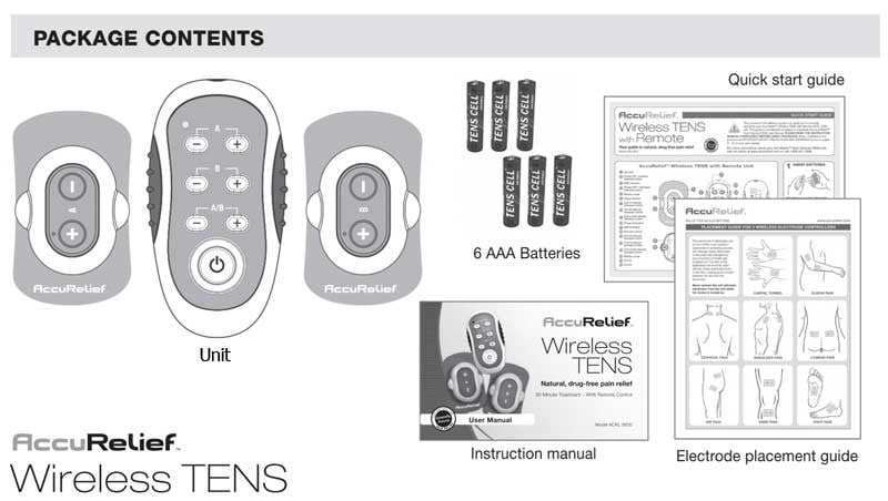 AccuRelief Wireless Remote Control TENS Pain Relief System - Carex ACRL ...