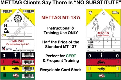 METTAG Medical Emergency Triage Tags MET137, MET137A, MET137i, MET137iA