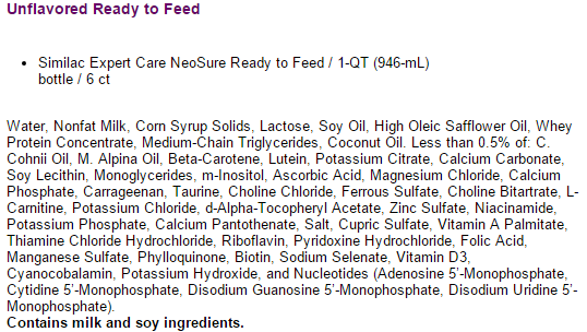 Similac NeoSure w/ OptiGRO Infant Formula | Abbott 56177, 57430, 57455