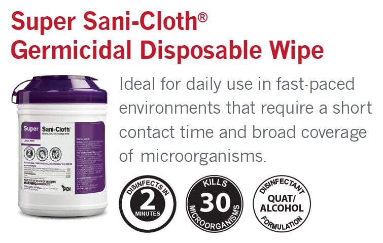 PDI Super Sani-Cloth Germicidal Disposable Wipes | Canister or Packets