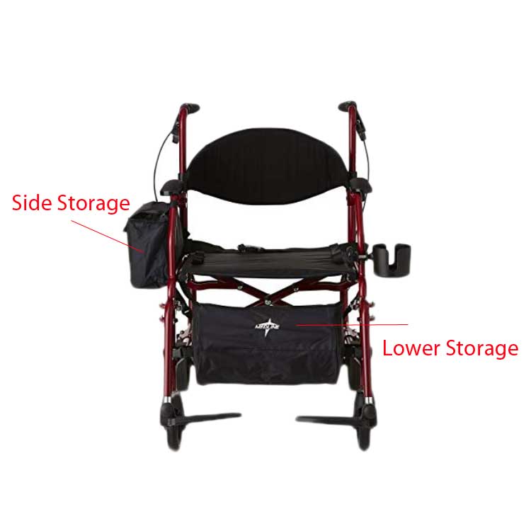 Medline Combination Rollator and Transport Chair, Desk-Length Arms ...